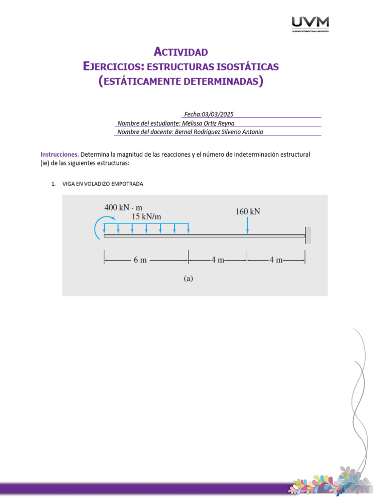 U1 - Actividad 2 - Ejercicios Estructuras Isostáticas | PDF