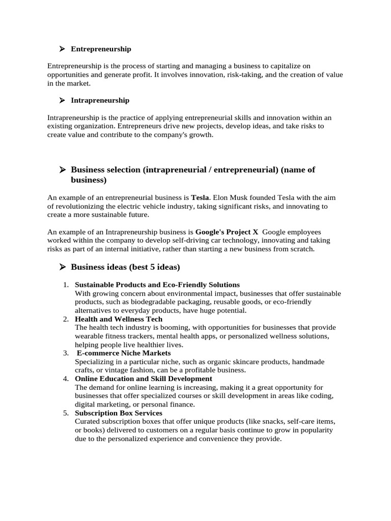 Entrepreneurship and Intrapreneurship Insights | PDF | Entrepreneurship ...