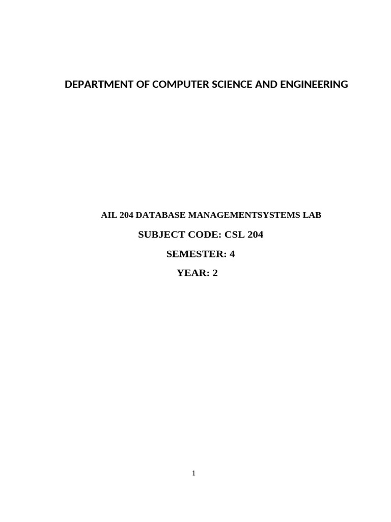 Database Management Systems Lab Guide | PDF | Sql | Relational Database