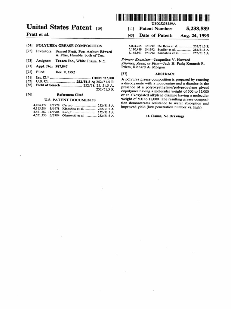 US5238589-PU grease Composition | PDF