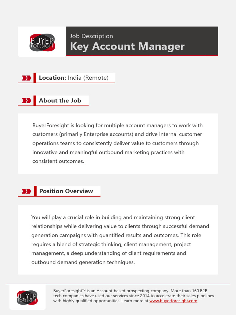 JD - Key Account Manager-Jan 2025 | PDF | Sales | Marketing Communications