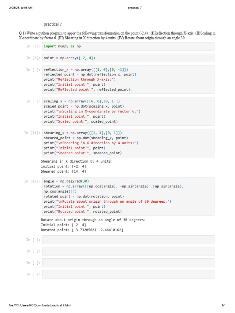 Transformations on Point (-2, 4) | PDF