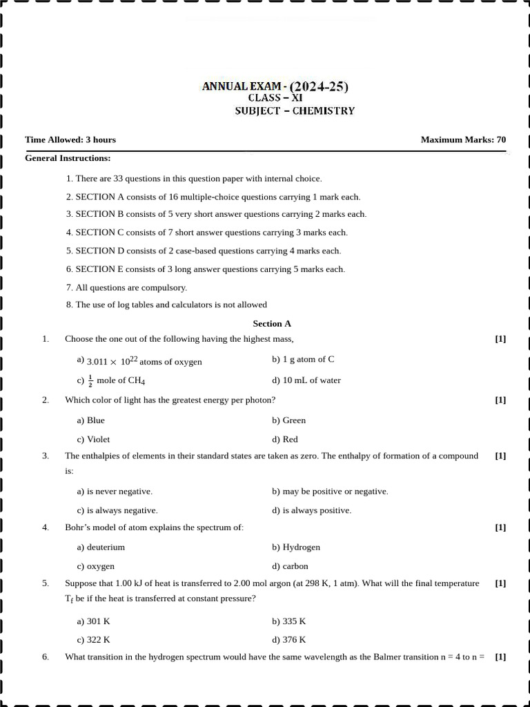 Class - Xi Chemistry Paper Class | PDF | Alkene | Isomer