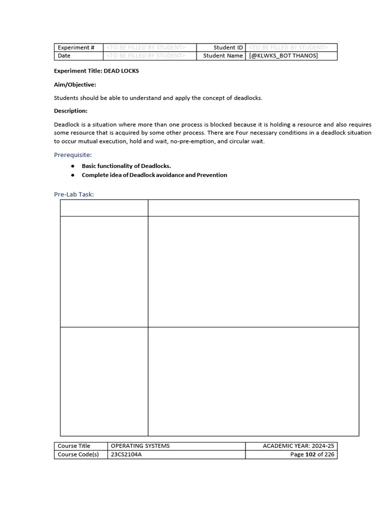 @KLWKS_BOT OS EXP - 8 (R) MODE WORKBOOK ANSWER_THANOS_ | PDF | Computer Engineering | Operating ...