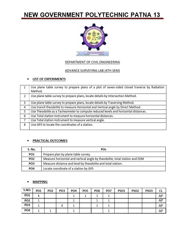 Advance Surveying Lab Manual | PDF | Surveying | Global Positioning System
