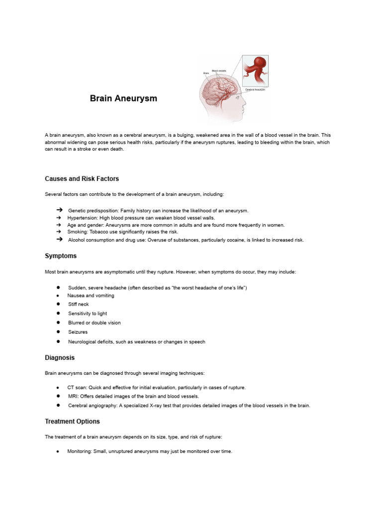 Brain Aneurysm | PDF | Headache | Stroke