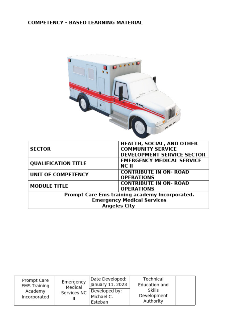 Competency | PDF | Emergency Medical Services | Ambulance