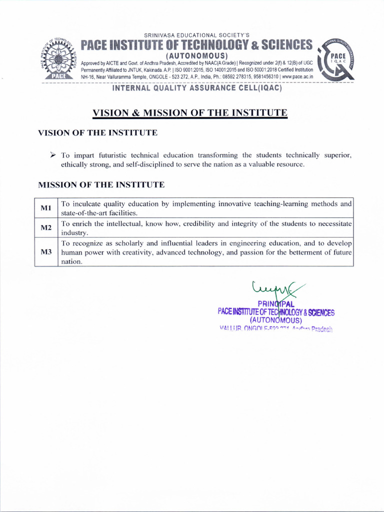 1.vision & Mission of The Institute | PDF