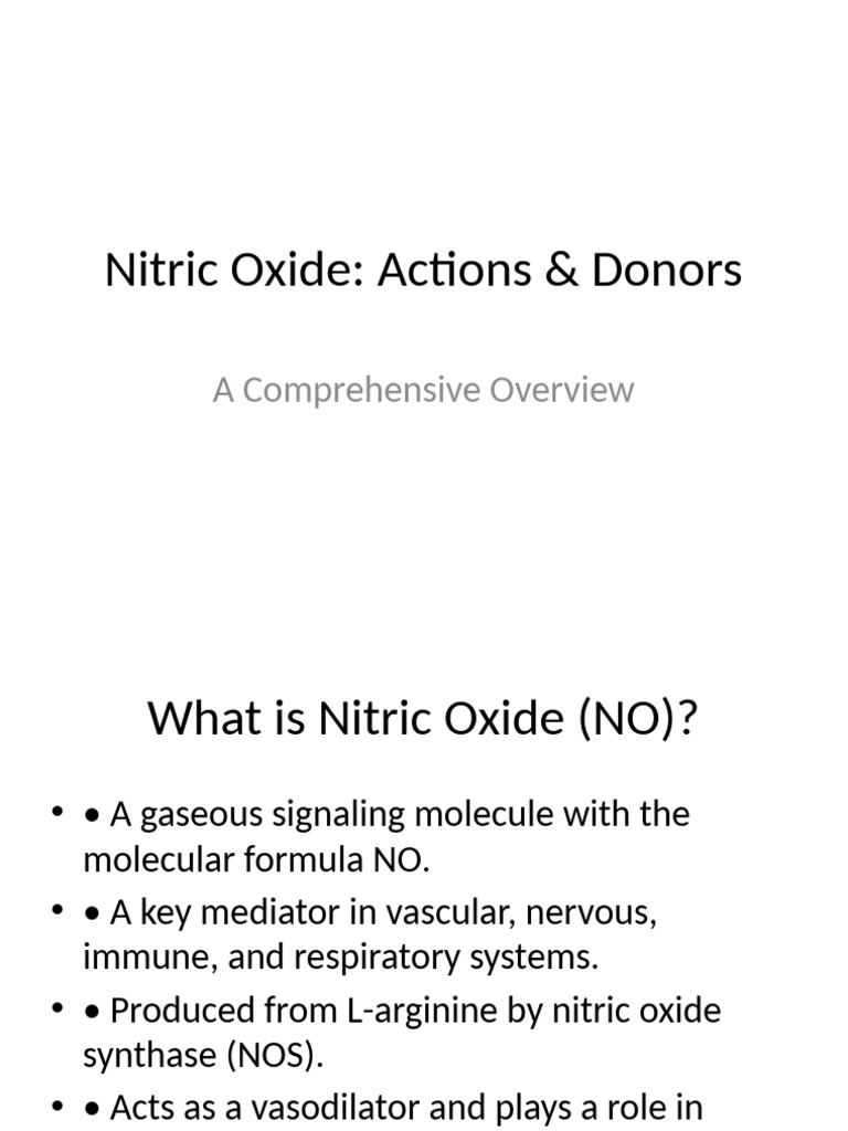 Nitric Oxide Presentation | PDF | Vasodilation | Nitrate