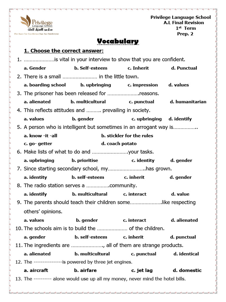 Final Revision Sheet Prep 2 | PDF