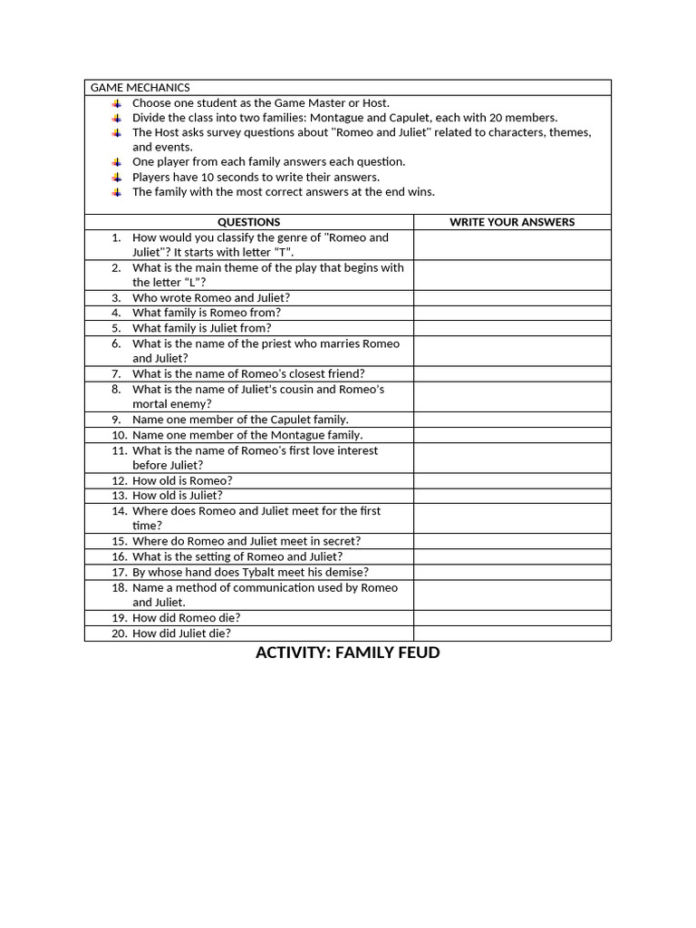 Activity - Family Feud | PDF