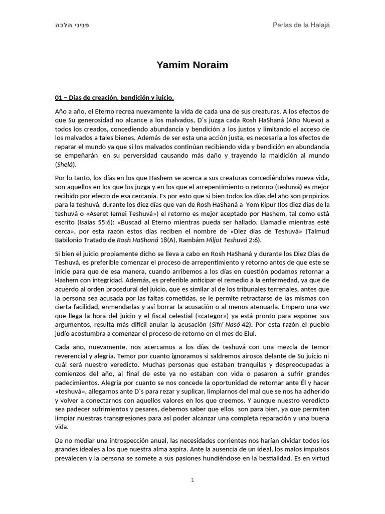 2 Yamim Noraim | PDF | Rosh Hashaná | Sucot