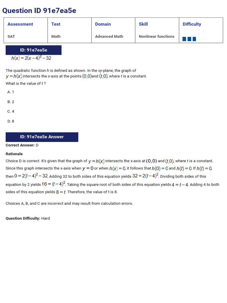 SAT Suite Advanced Math Answers | PDF | Equations | Function (Mathematics)