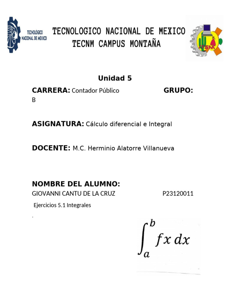 Ejercicios 5.1 Integrales Con Geogebra | PDF