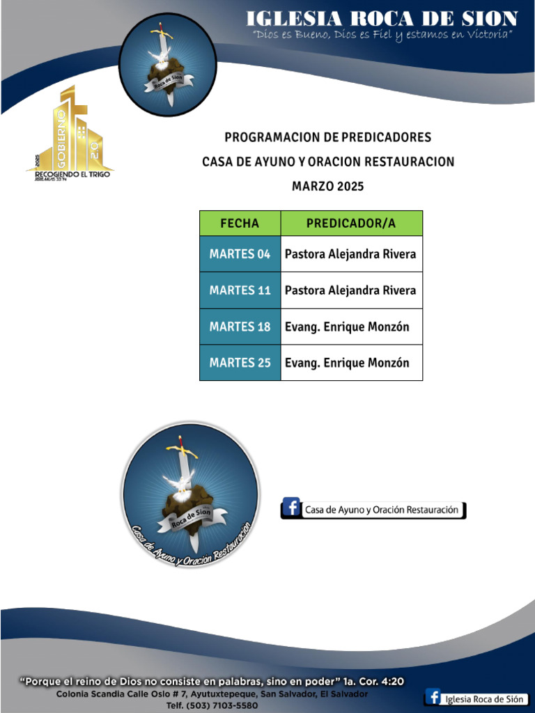 Programación Predicadores CAyOR Mar 2025 | PDF