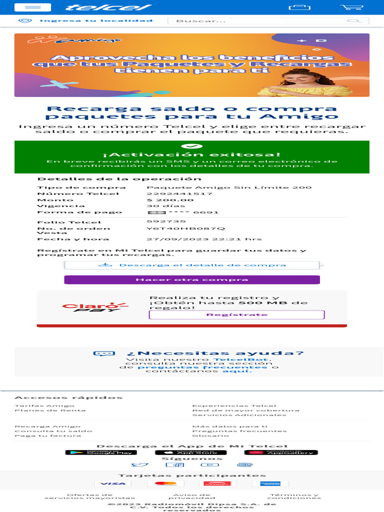 Cómo Recargar Saldo Telcel y Recibir Megas Gratis Telcel | PDF