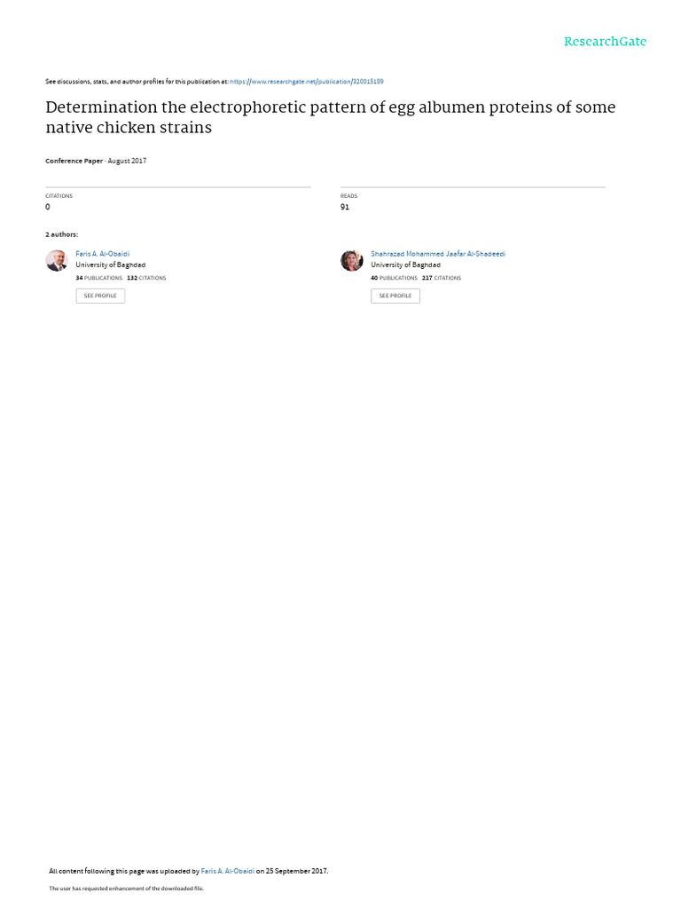 Determination The Electrophoretic Pattern of Egg Albumen Proteins of ...