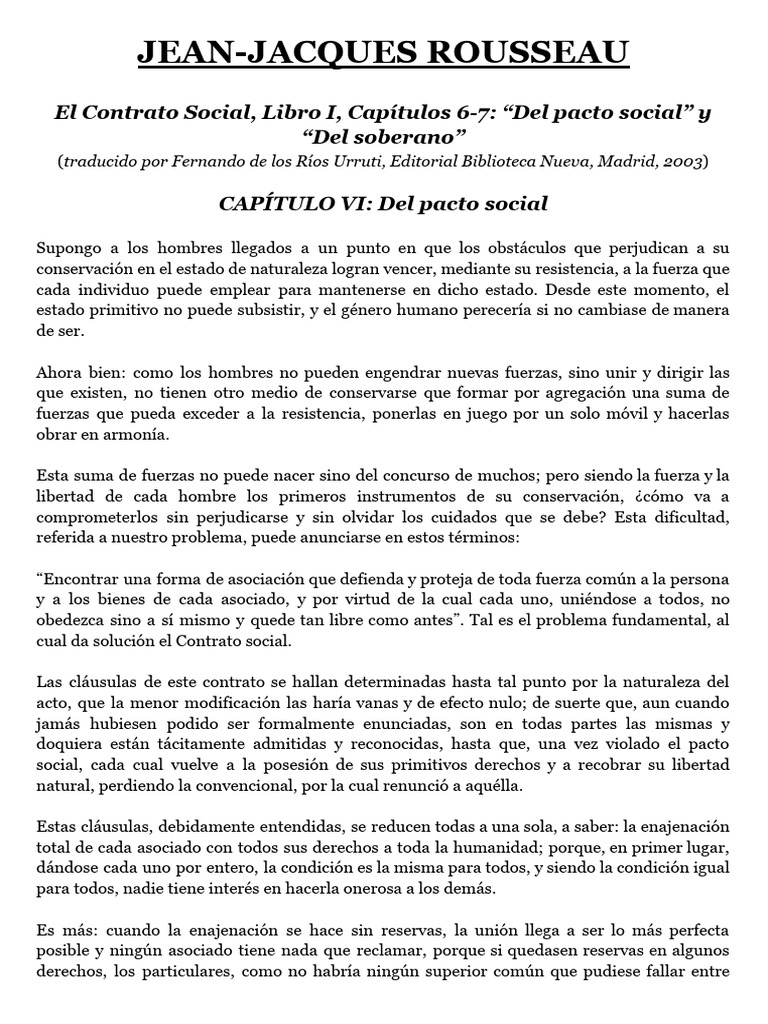 Rousseau: El Contrato Social | PDF | Contrato social | Estado (política)