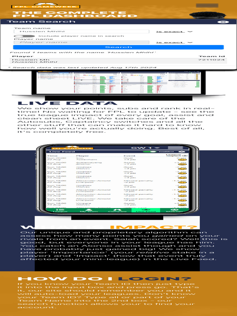 FPL Gameweek - Live Manager Dashboard | PDF