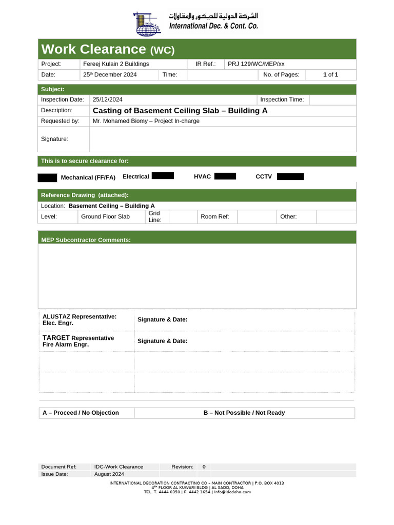 Casting of Basement Ceiling Slab Building A | PDF