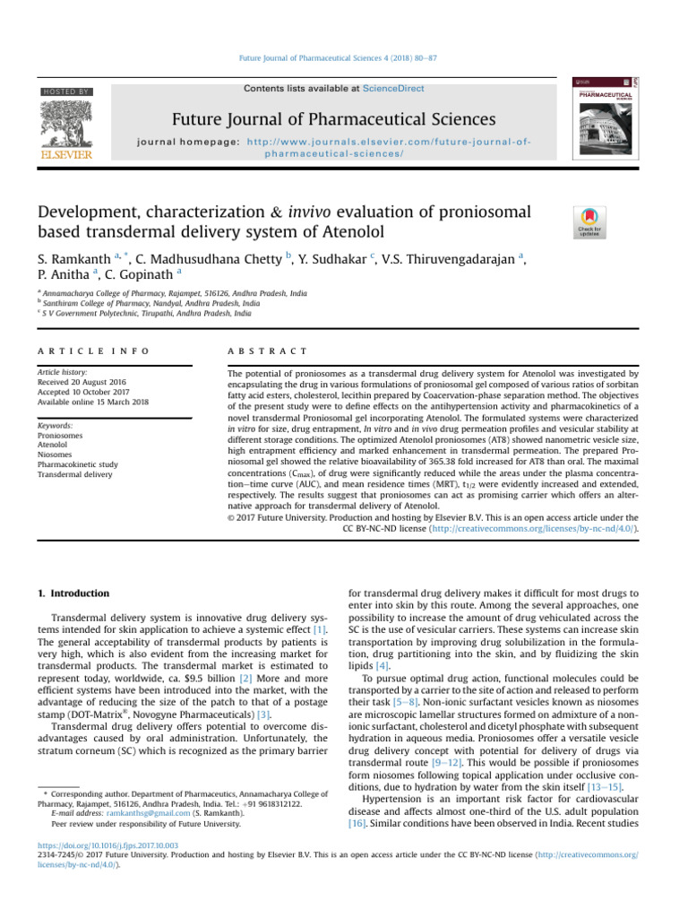 Development, Characterization & Invivo Evaluation of Proniosomal ...