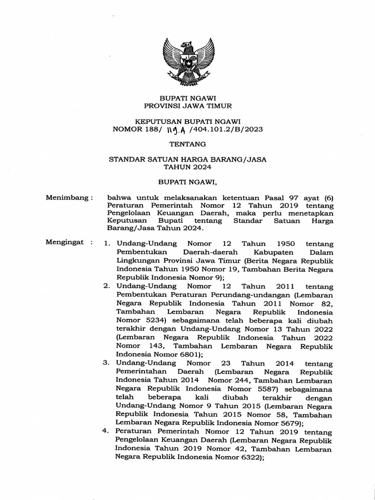 SK_NO_119_A_TAHUN_2023_ STANDART SATUAN HARGA BARANG DAN JASA TAHUN 2024 | PDF