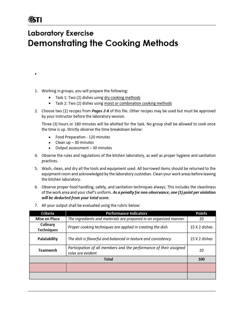 03 Laboratory Exercise 1 | PDF | Roasting | Pasta