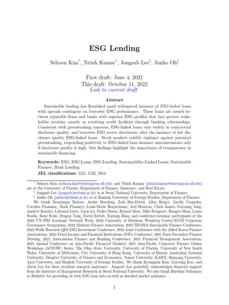 ESG Lending | PDF | Loans | Line Of Credit