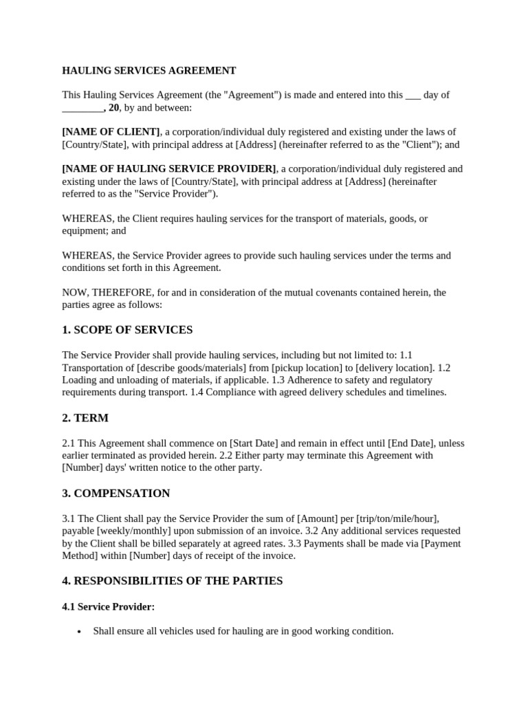 Scrib - Hauling Services Agreement | PDF | Insurance | Indemnity