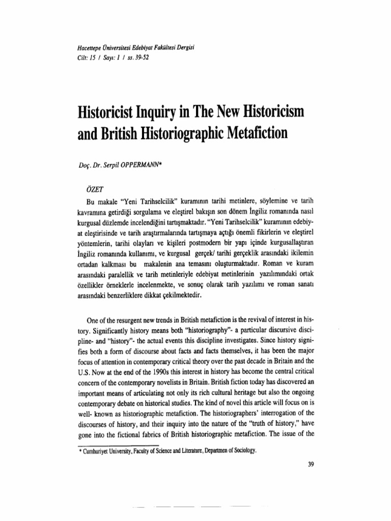 New Historicism in British Metafiction | PDF | Narrative | Historiography
