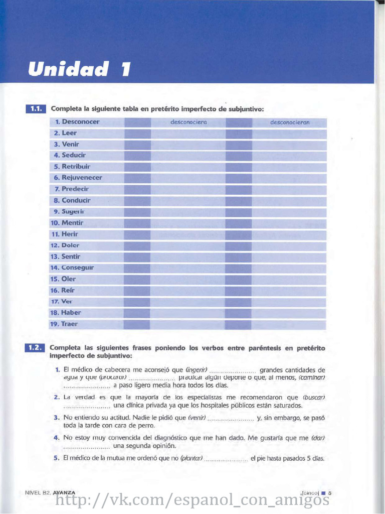 Repaso Pretérito Imperfecto Subjuntivo y Frases Impersonales Valoración ...