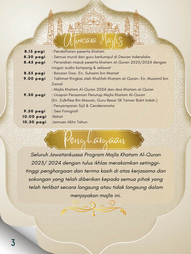 Majlis Khatam Al-Quran 20232024 | PDF