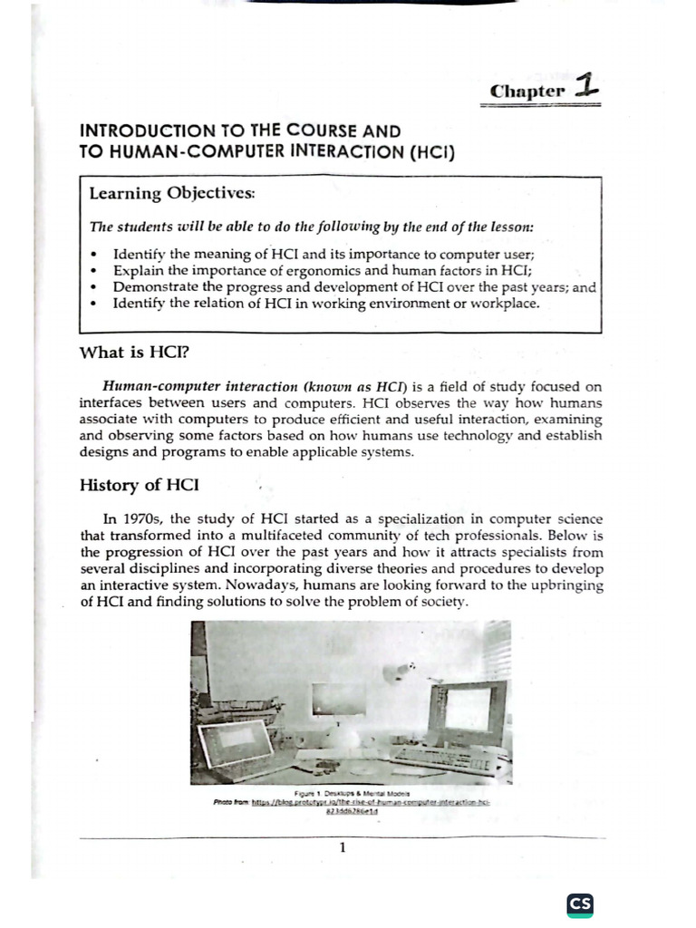 HCi Chapter 1&2 | PDF