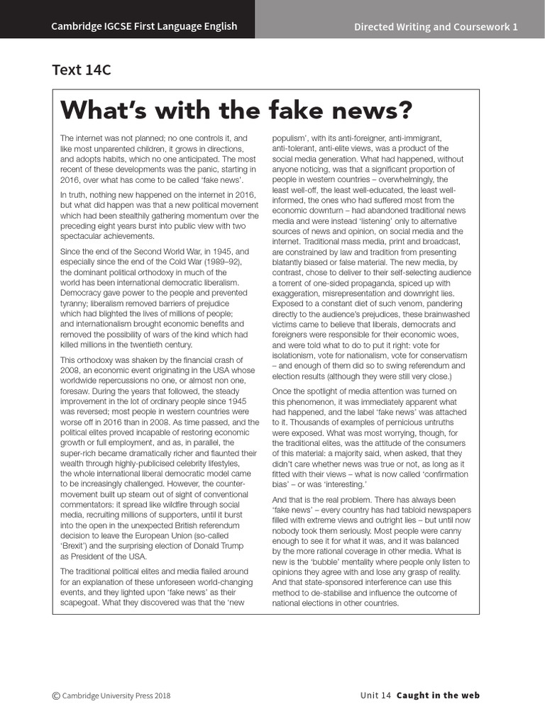 Text 14c Igcse Fle | PDF | News | Political Science