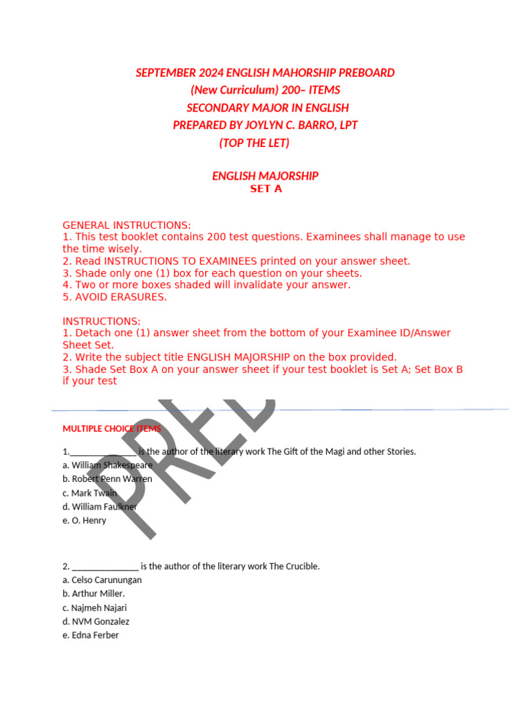 PREBOARD-ENGLISH-SET-A | PDF | Language Education | Noun