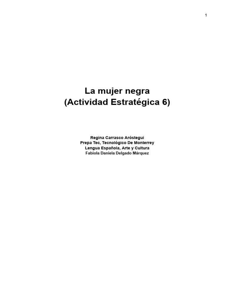 La Mujer Negra (Actividad Estratégica 6) | PDF | Mujer | Cuba