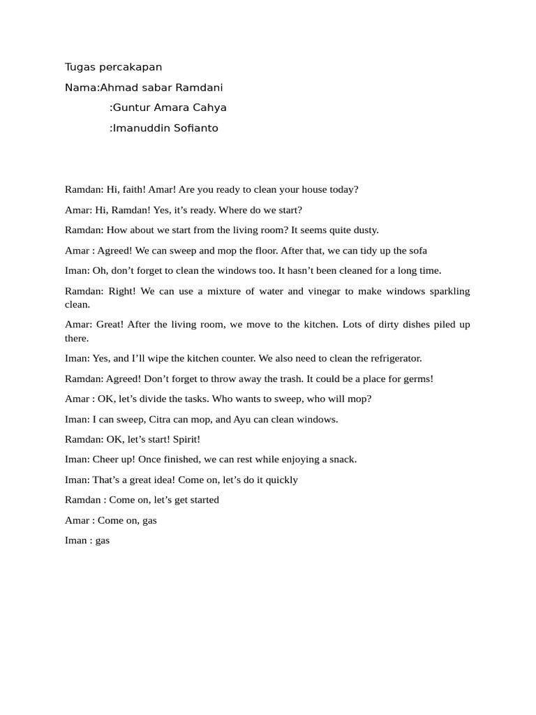 House Cleaning Conversation Script | PDF