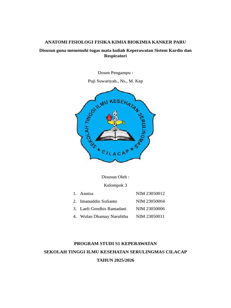 Anatomi Fisiologi Fisika Kimia Biokimia Kanker Paru-Kel 3. | PDF
