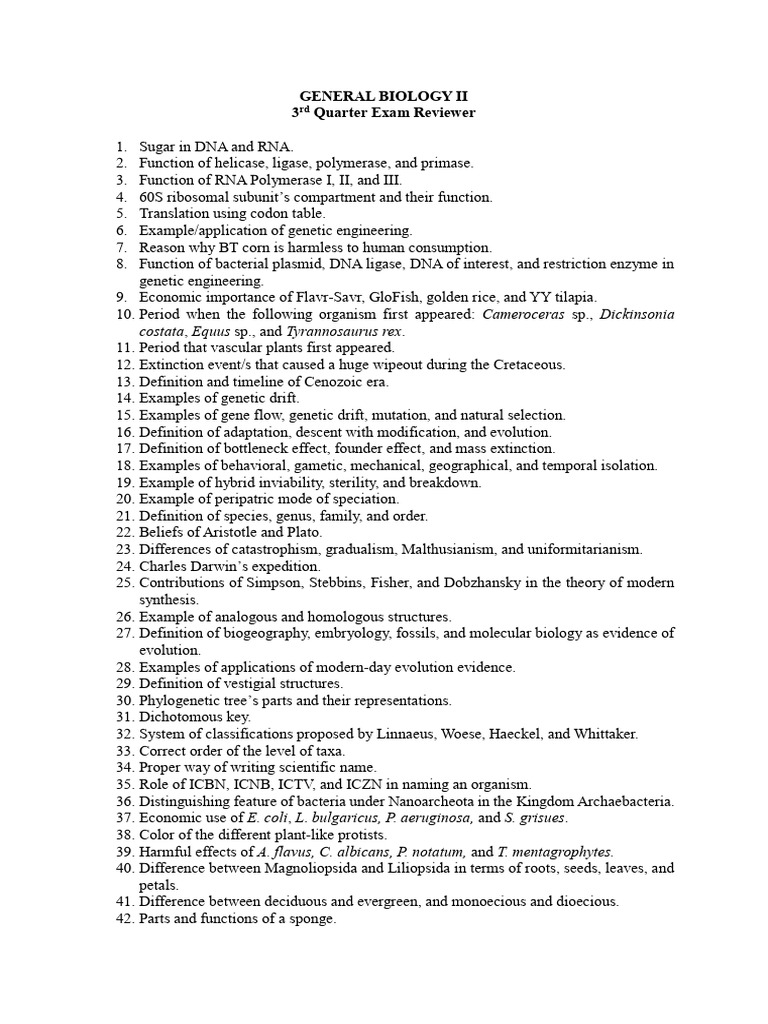 3rd Quarter Reviewer GenBio2 | PDF | Evolution | Dna