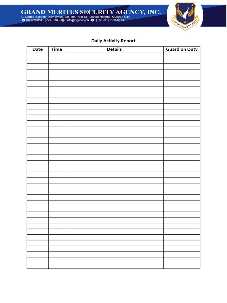 Daily Activity Report | PDF