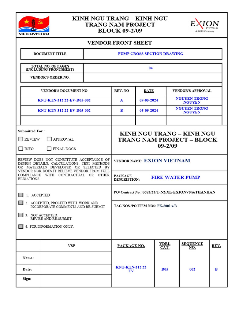 KNT-KTN-312.22-EV-D05-002_B_Pump Cross Section Drawing | PDF
