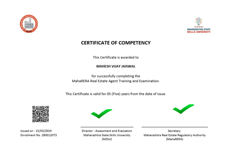 Competency Certifictate Mahesh | PDF