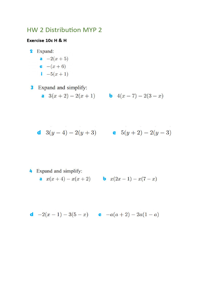 HW 2 Distribution MYP 2 | PDF