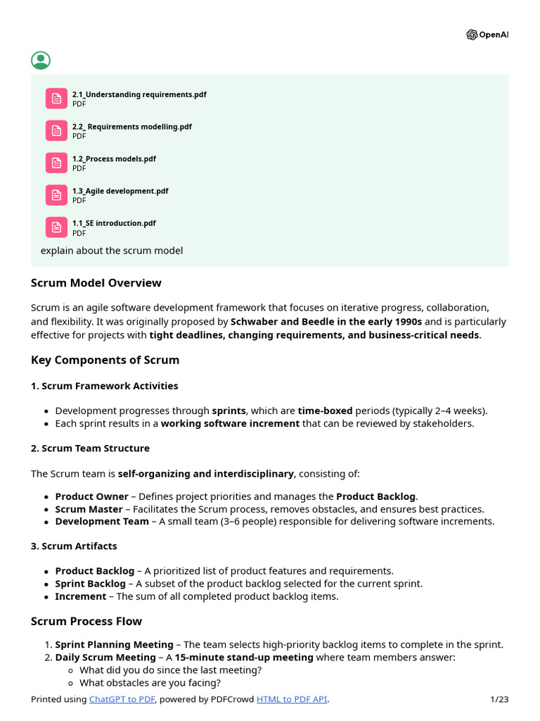 Requirements Modeling & Diagrams Overview | PDF | Scrum (Software ...