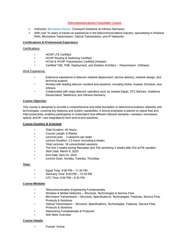 Telecommunications Essentials Course 2025 | PDF | Telecommunications ...