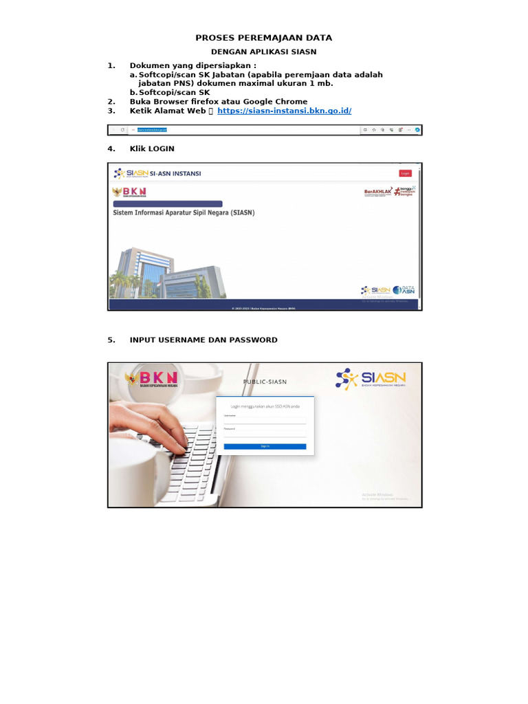 Alur Peremajaan Data Dengan Aplikasi SIASN | PDF