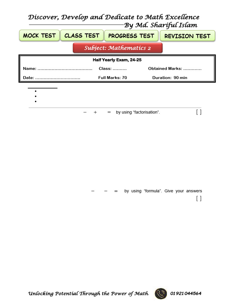 70 Marks Exam of Mensuration, and Trigonomentry. Class 8 | PDF | Sphere | Area