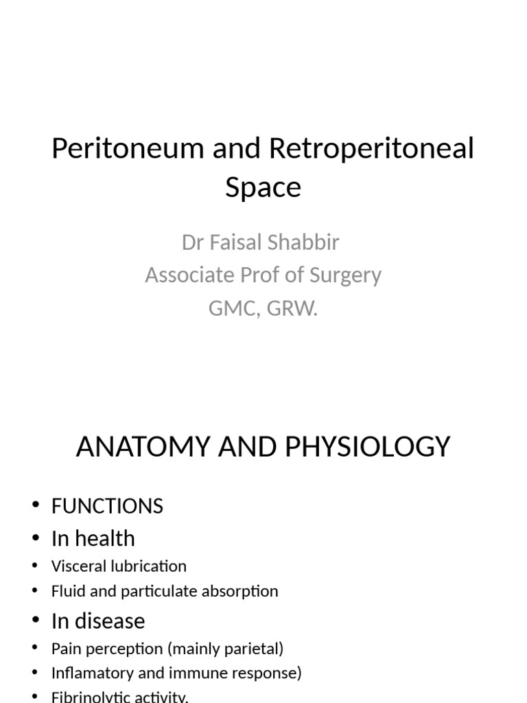 Peritoneum and Retroperitoneal Space | PDF