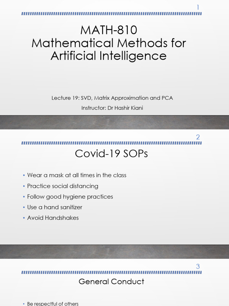 Math-803-Lecture 19-Matrix - Approx - PCA | PDF | Matrix (Mathematics ...