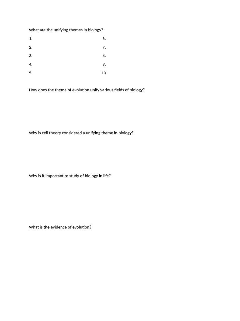 What Are The Unifying Themes in Biology | PDF